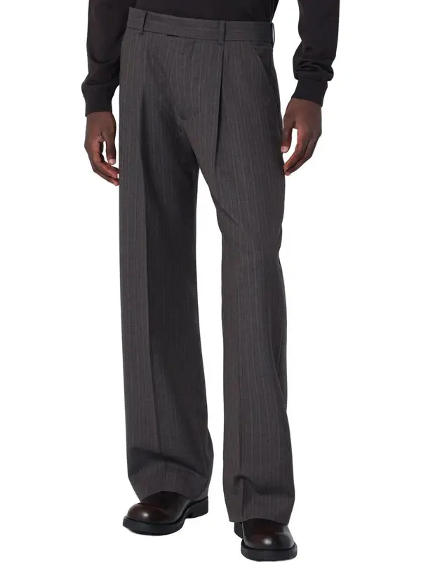 Our Legacy Striped Wool-cotton Slack Pants - Grey
