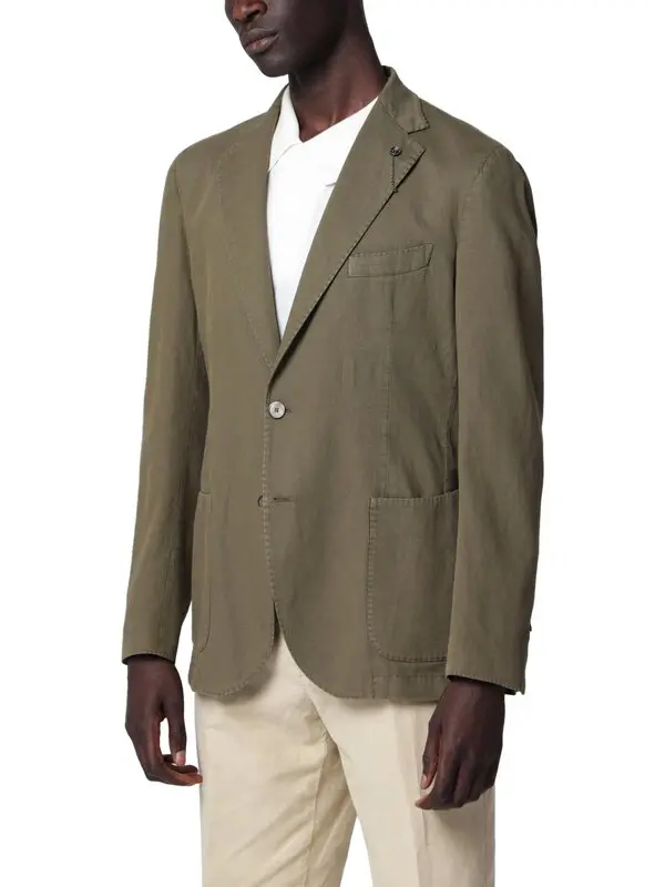 SANTANIELLO Slim-fit Single-breasted Linen Blazer - Green