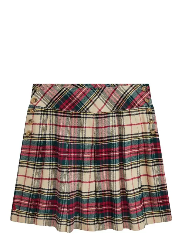 Polo Ralph Lauren Cream Red Cotton Twill Tartan Mini Skirt - Multicolor