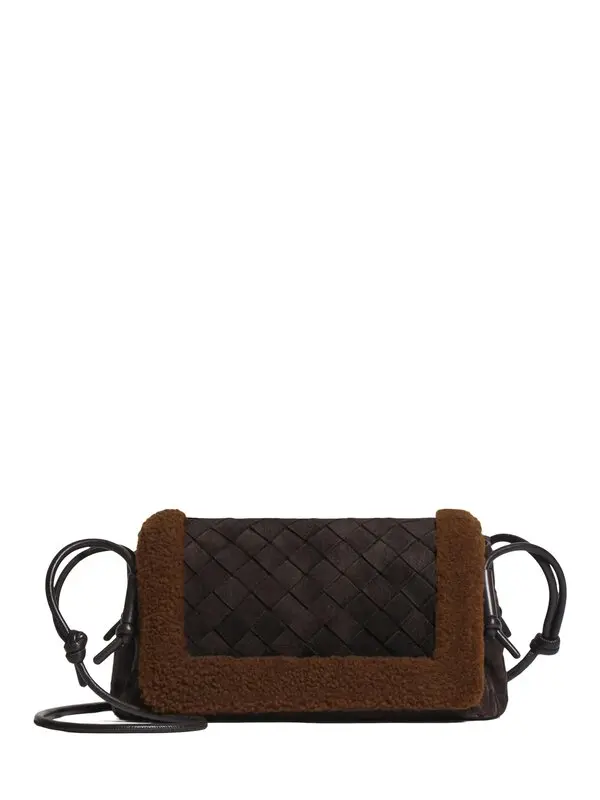 Bottega Veneta Shearling Notturno Flap Cross-body Bag - Grey