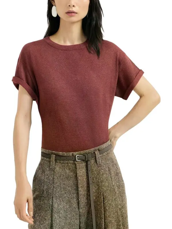 Brunello Cucinelli Sparkling Cashmere And Silk Lightweight Knit T-shirt - Red