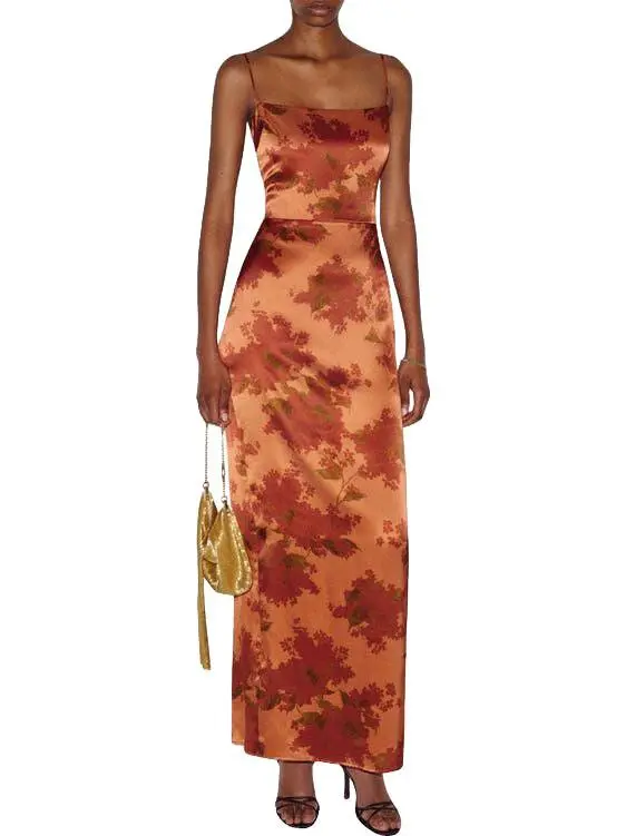 REFORMATION Frankie Floral Silk Jacquard Dress - Burlesque