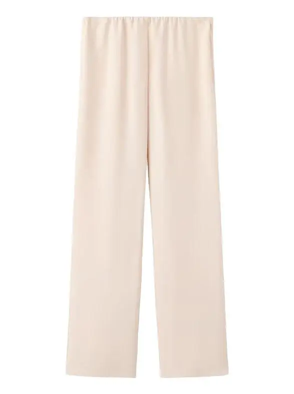 Mango Satin Straight Leg Pants - Ecru