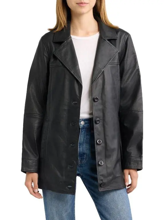 THE FRYE COMPANY Leather Car Coat - Black