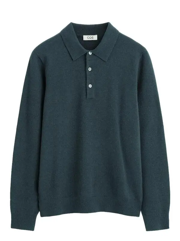 Cos Pure Cashmere Polo Sweater - Gray