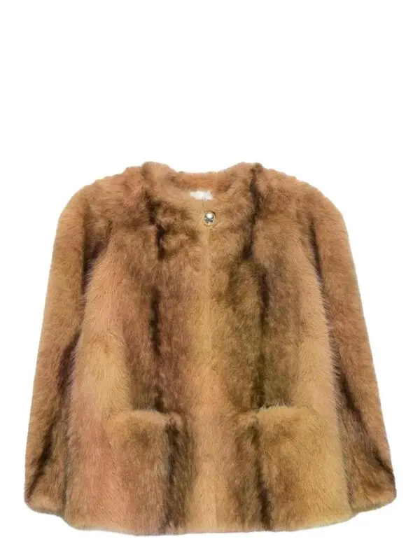 Maje Faux-fur Round-neck Jacket - Neutrals