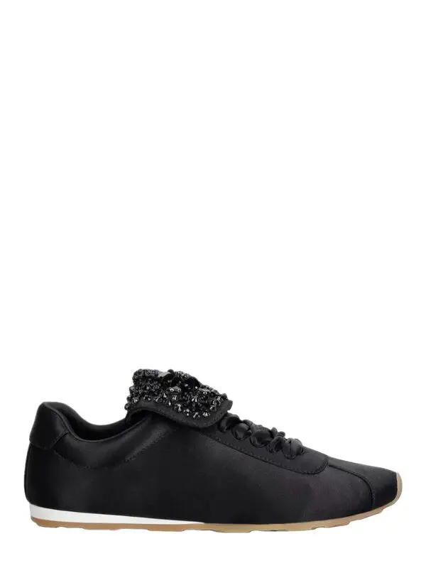 Jeffrey Campbell Shelter Embellished Satin Sneakers - Black