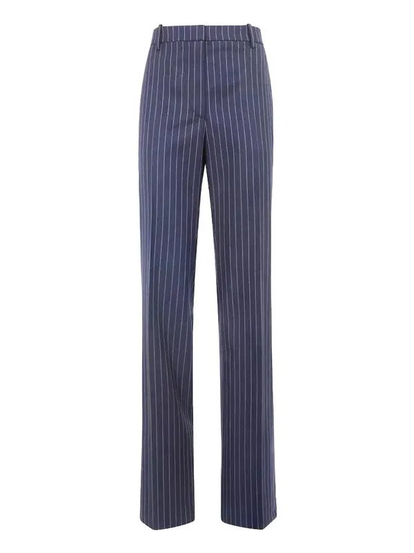 TOM FORD Corded Chalk-stripe Wool Tailored Straight Boyfriend Pants - Blue
