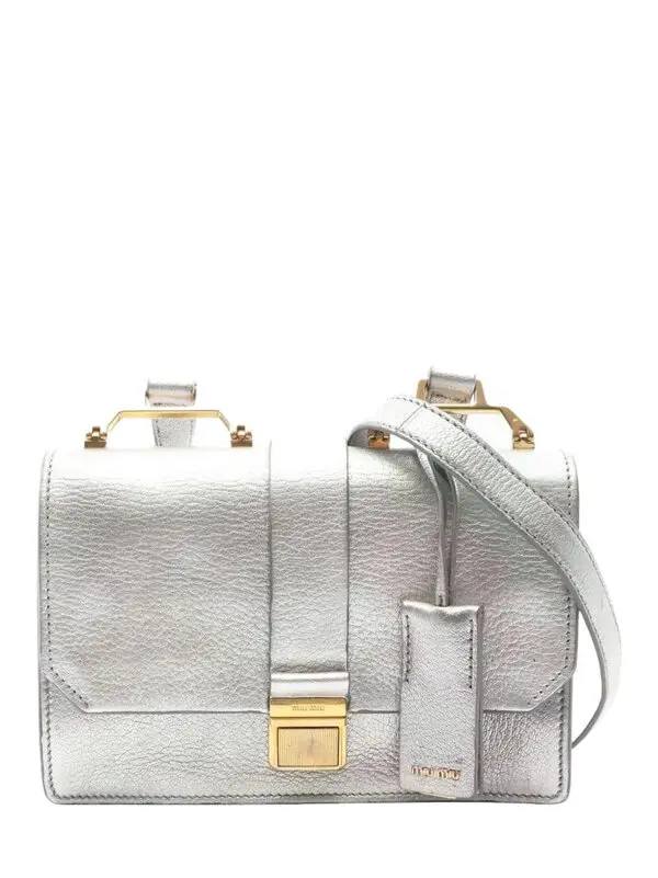 Miu Miu 2010-2026 Metallic Goatskin Madras Crossbody Bag - Silver