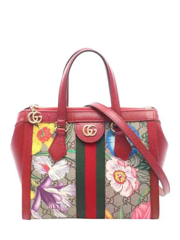 Gucci 2016-2026 Small Gg Supreme Flora Ophidia Satchel - Neutrals