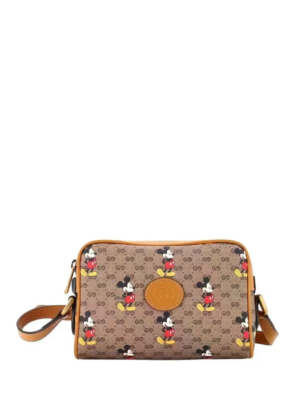 Gucci Disney Mickey Mouse Shoulder Bag Printed Mini Gg Coated Canvas Mini Crossbody Bag - Brown