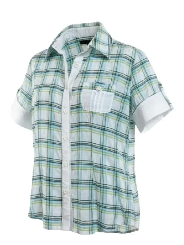 CONQUISTA White Plaid Short-sleeve Shirt - Green