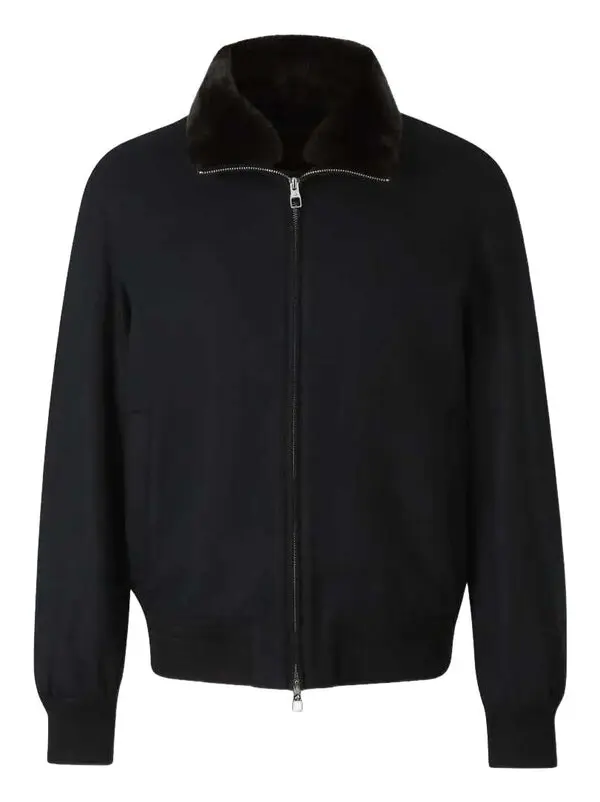 MONTECORE Faux-fur Collar Bomber Jacket - Black