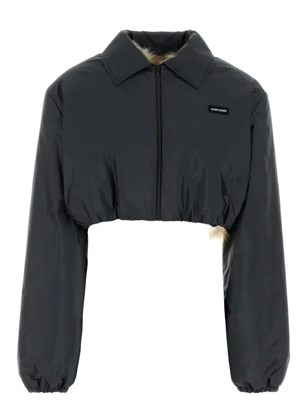 Miu Miu Graphite Nylon Jacket - Gray