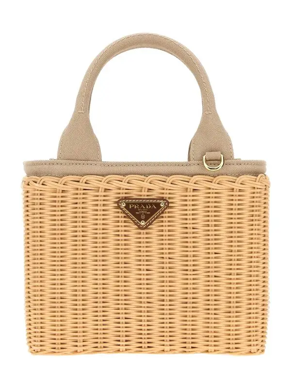 Prada Wicker Small Handbag - Brown