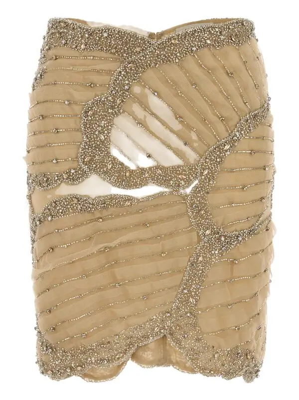 Costarellos Beige Tulle Skirt - Brown