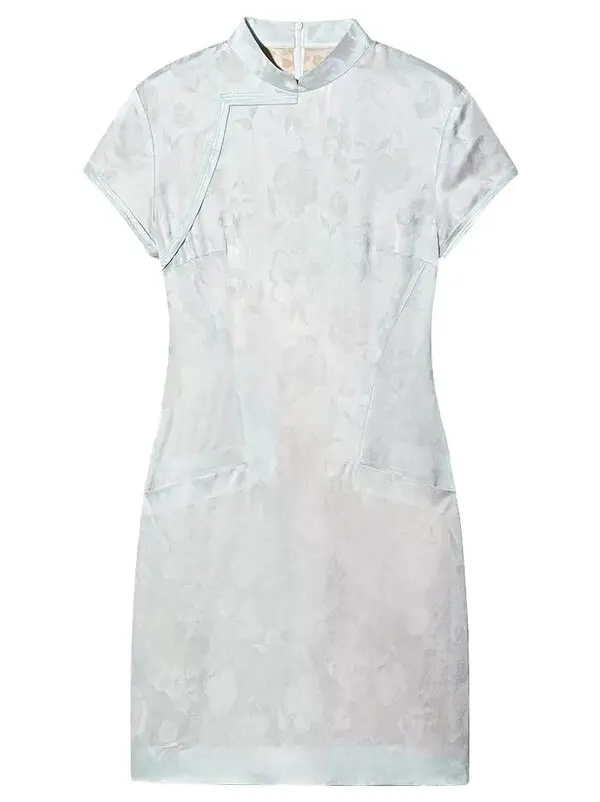Shanghai Tang Qipao Floral-jacquard Mini Dress - Blue