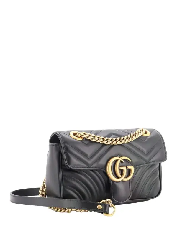 Gucci Gg Marmont Flap Bag Matelasse Leather Small Crossbody Bag - Black