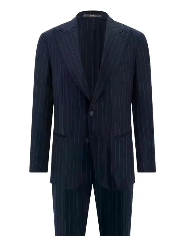 Boggi Milano Suit Pinstripe Wool - Blue