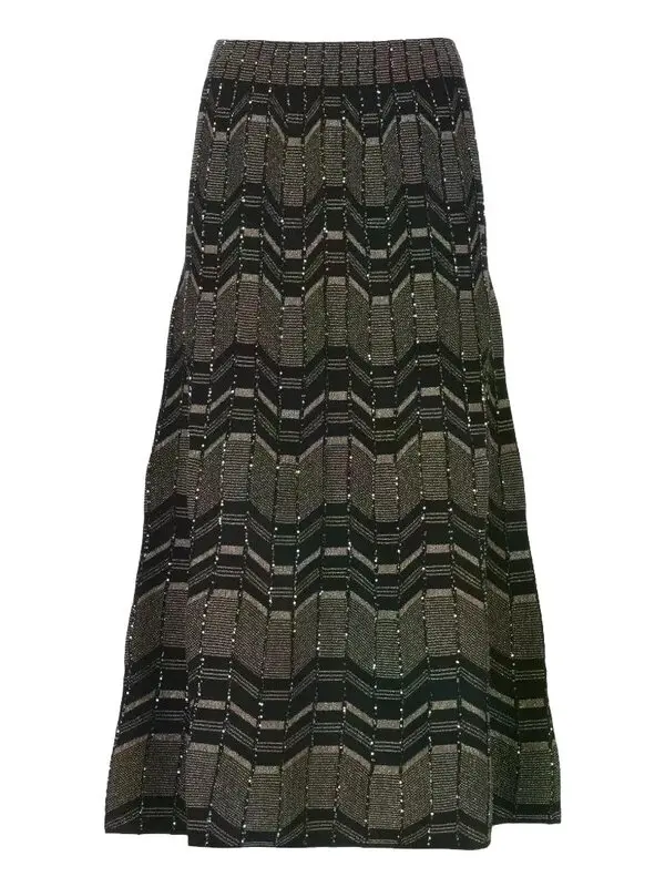 D.exterior Sequin-embellished Geometric-pattern Midi Skirt - Brown