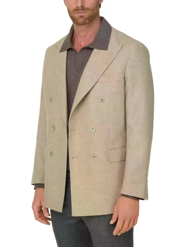 Boggi Milano Blazer Double-breasted In Wool Cashmere - Neutrals