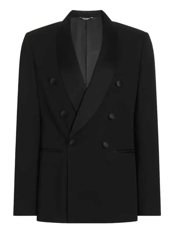 Dolce & Gabbana Double-breasted Techno Gabardine Jacket - Black