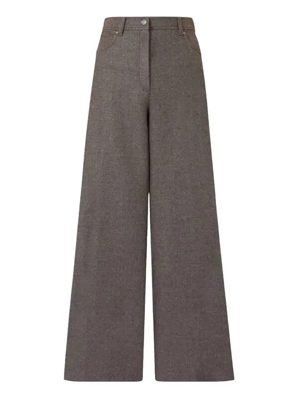 Max Mara Wide-leg Felted Wool Trousers Brown-grey - Gray