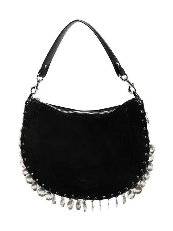 Isabel Marant Étoile Marant Oskan Shoulder Bag In Soft Calf Suede With Medallions And Zipper - Black