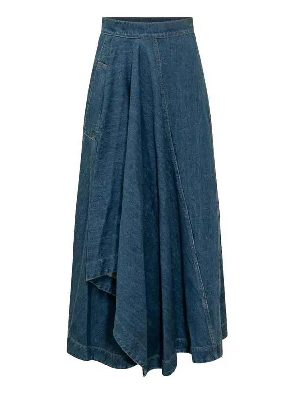 Givenchy Asymmetric Long Skirt In Medium- Denim - Blue