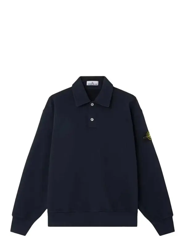 Stone Island Tubular Cotton Fleece Polo Shirt - Blue