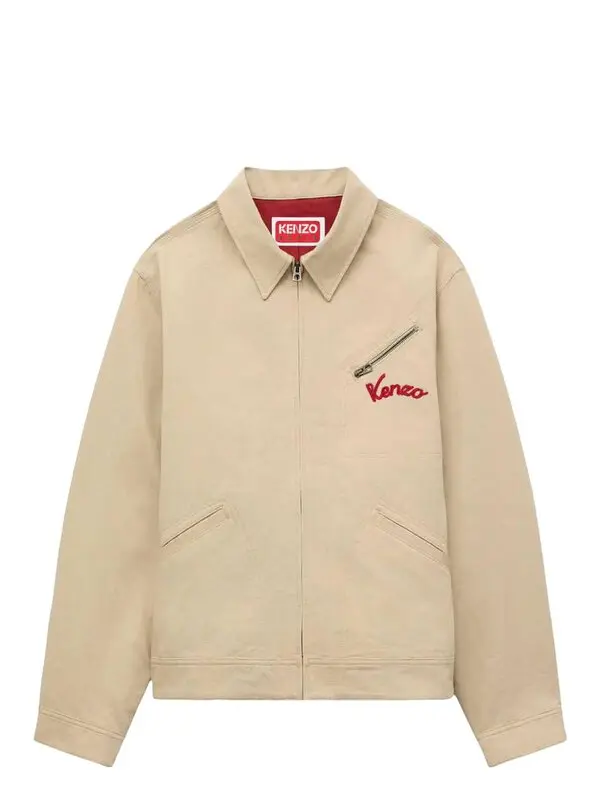 Kenzo Varsity` Embroidered Cotton Jacket - Brown