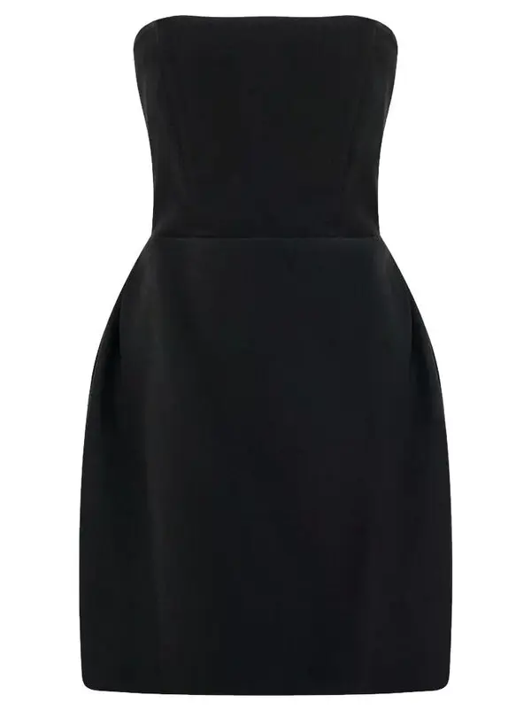 ACTUALEE Strapless Tulip-skirt Mini Dress - Black