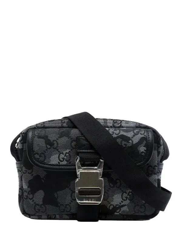 Gucci 2016-2026 Mini Gg Canvas Camouflage Buckle Crossbody Bag - Grey