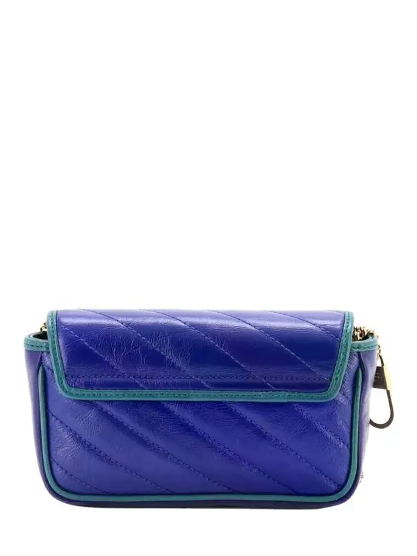Gucci Gg Marmont Flap Bag Diagonal Quilted Leather Super Mini Crossbody Bag - Blue