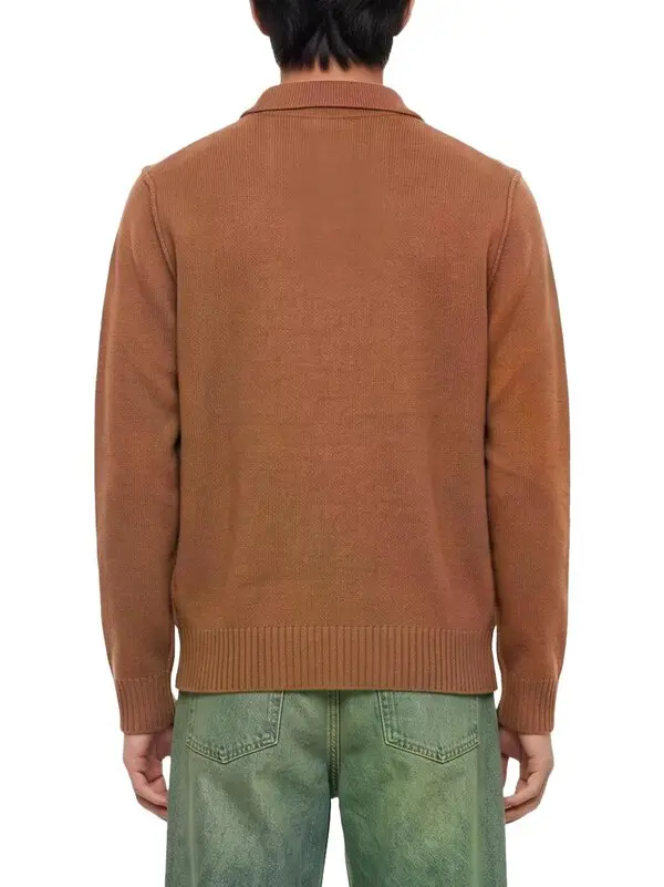 MANIFATTURE DEL NORD Fine-knit Long-sleeve Polo Shirt - Brown