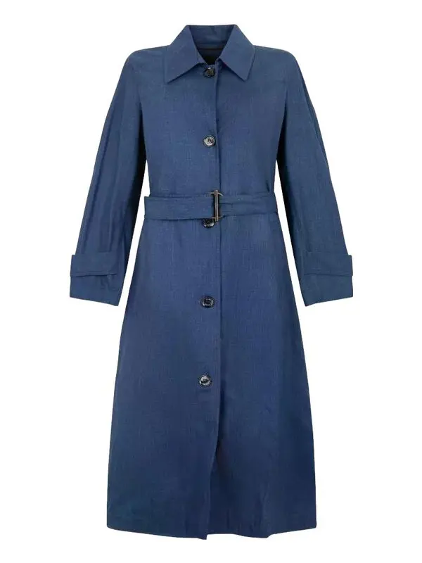 MOORER Desiree-p Belted Button-up Trench Coat - Blue