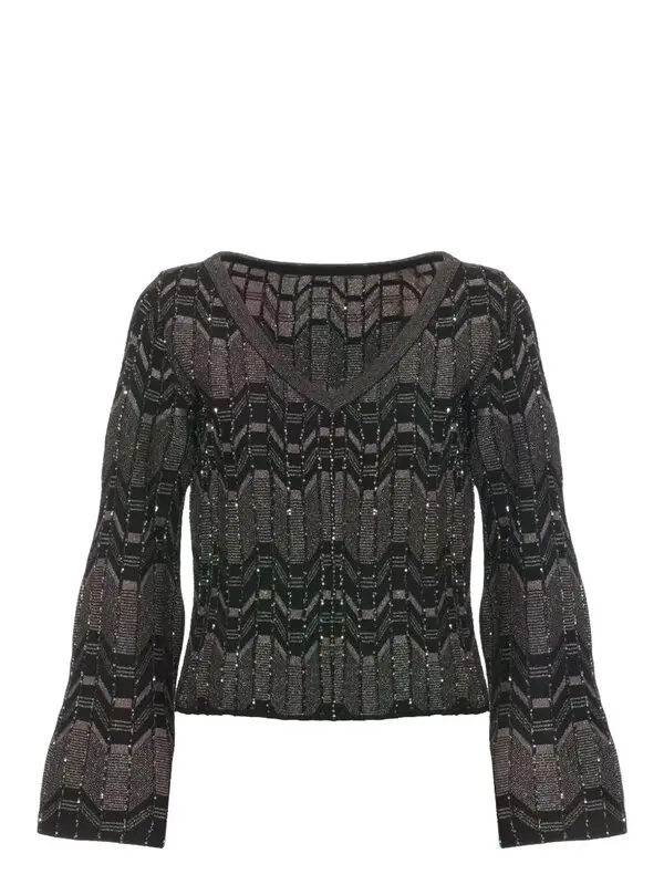 D.exterior Sequin-embellished Geometric-pattern Sweater - Brown