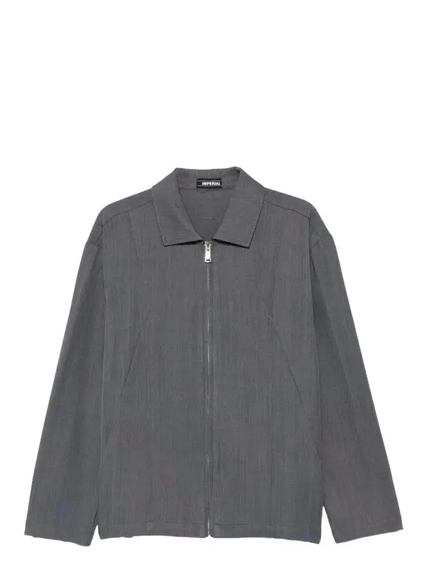 Imperial Zip-up Elasticated-hem Shirt Jacket - Grey
