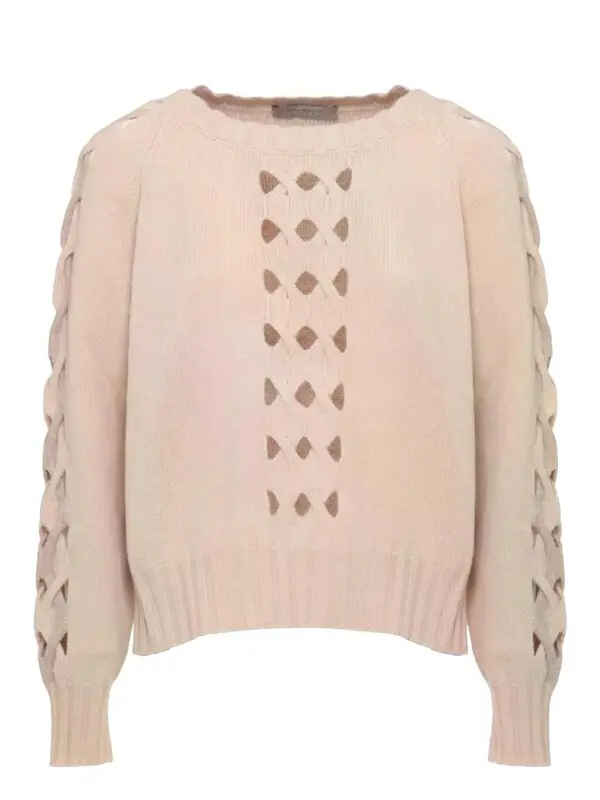 D.exterior Cut-out Raglan-sleeve Sweater - Neutrals