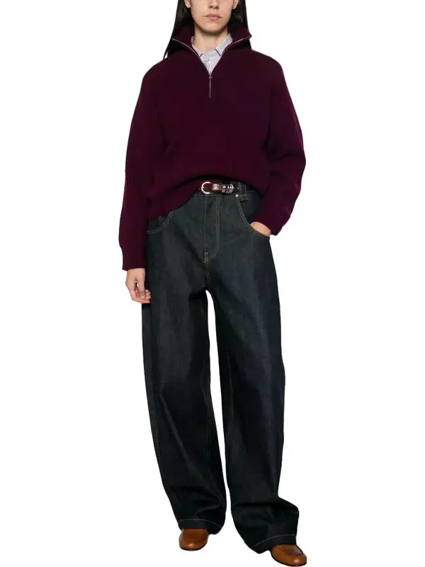 MC2 SAINT BARTH Isalyn Ribbed-knit Quarter-zip Sweater - Red