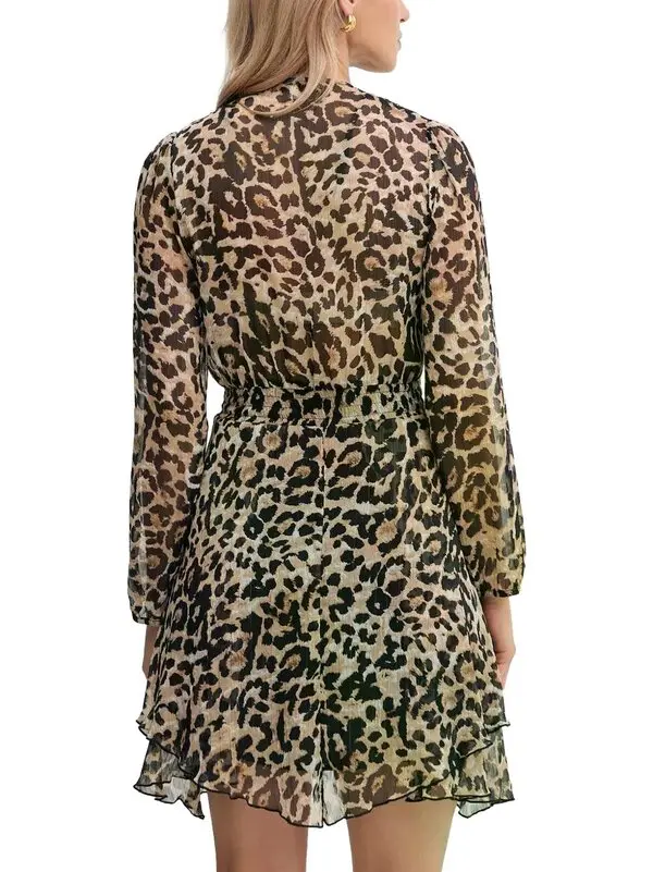 MORGAN Leopard-print Wrap-style Mini Dress - Neutrals