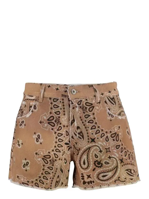 DON'T @ ME Paisley-print Frayed Shorts - Neutrals