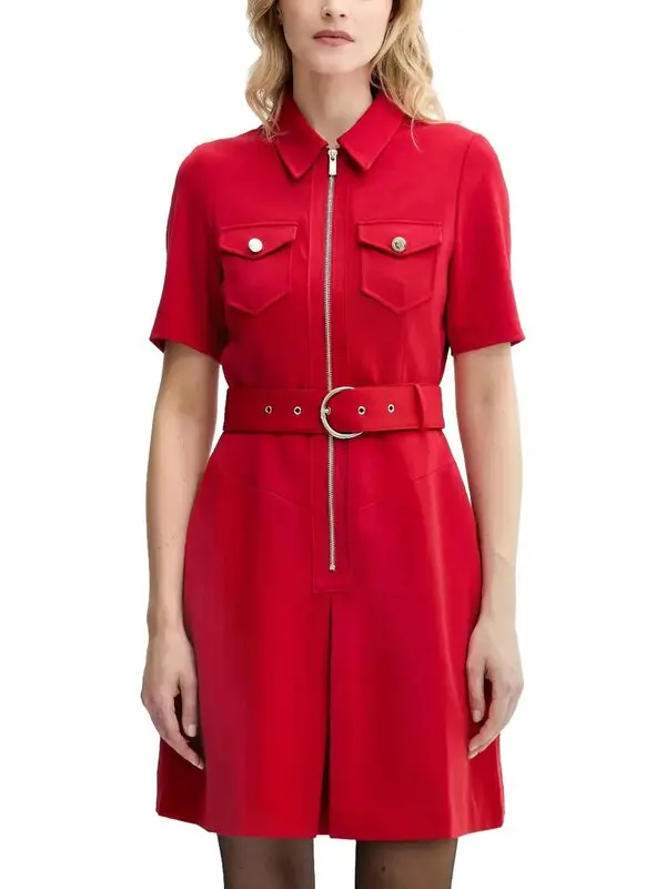 MORGAN Belted Mini Dress - Red