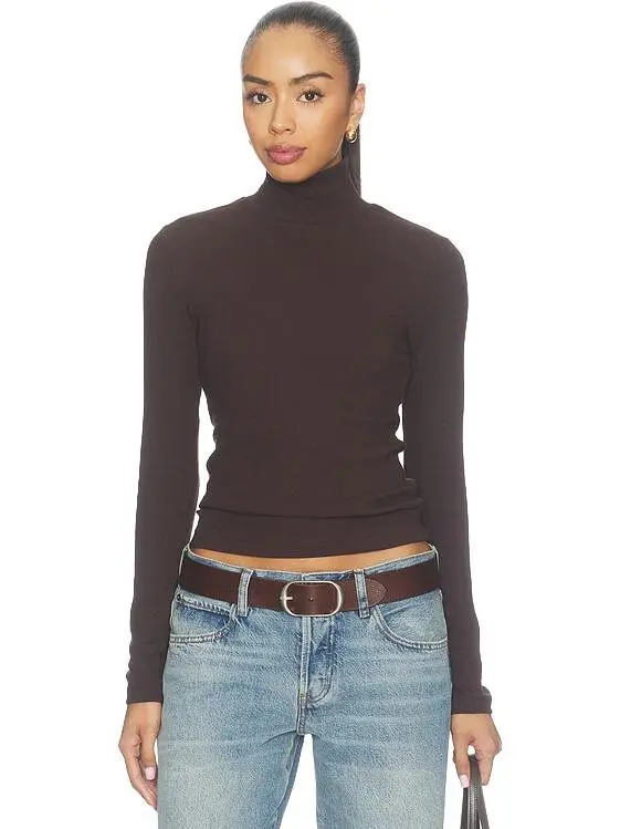 Velvet By Graham & Spencer Helms Turtleneck Top In Brown - Mole