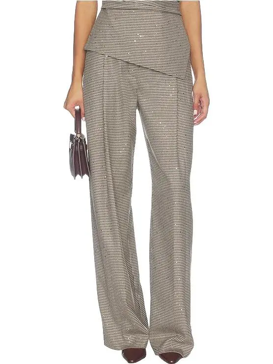 THE SEI Boyfriend Trouser In Black & White - Houndstooth