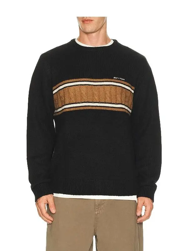 RHYTHM Mohair Stripe Knit Sweater - Black