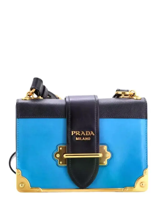 Prada Cahier Leather And Saffiano Leather Small Crossbody Bag - Black