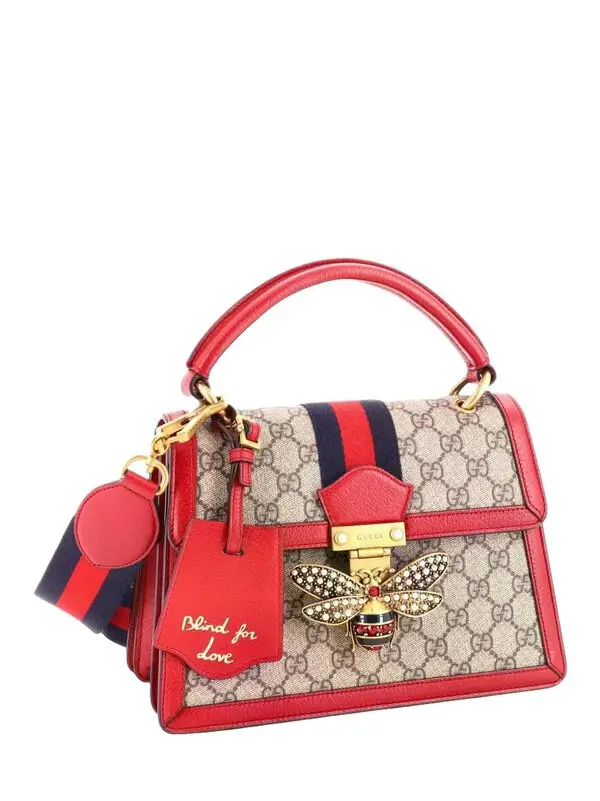 Gucci Queen Margaret Top Handle Bag Gg Coated Canvas With Leather Small Satchel - Brown