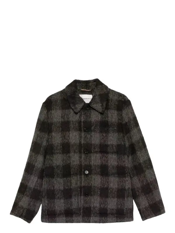 AMARANTO Check Wool-blend Shirt Jacket - Grey