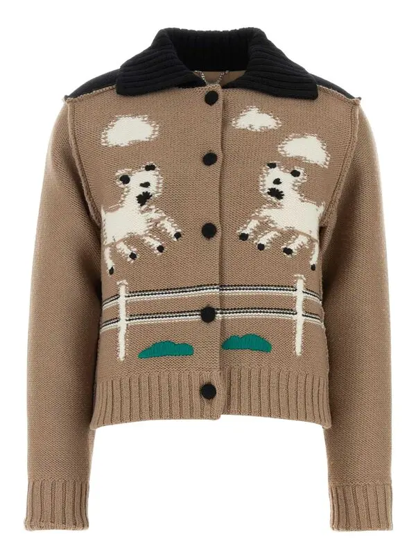 Moschino Camel Wool Cardigan - Brown